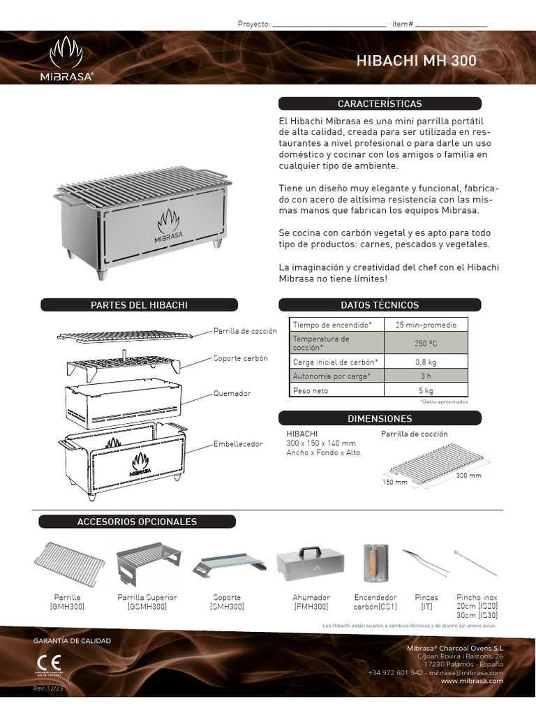Ficha_tecnica_MH300_Hibachi_Mibrasa_ES | PDF