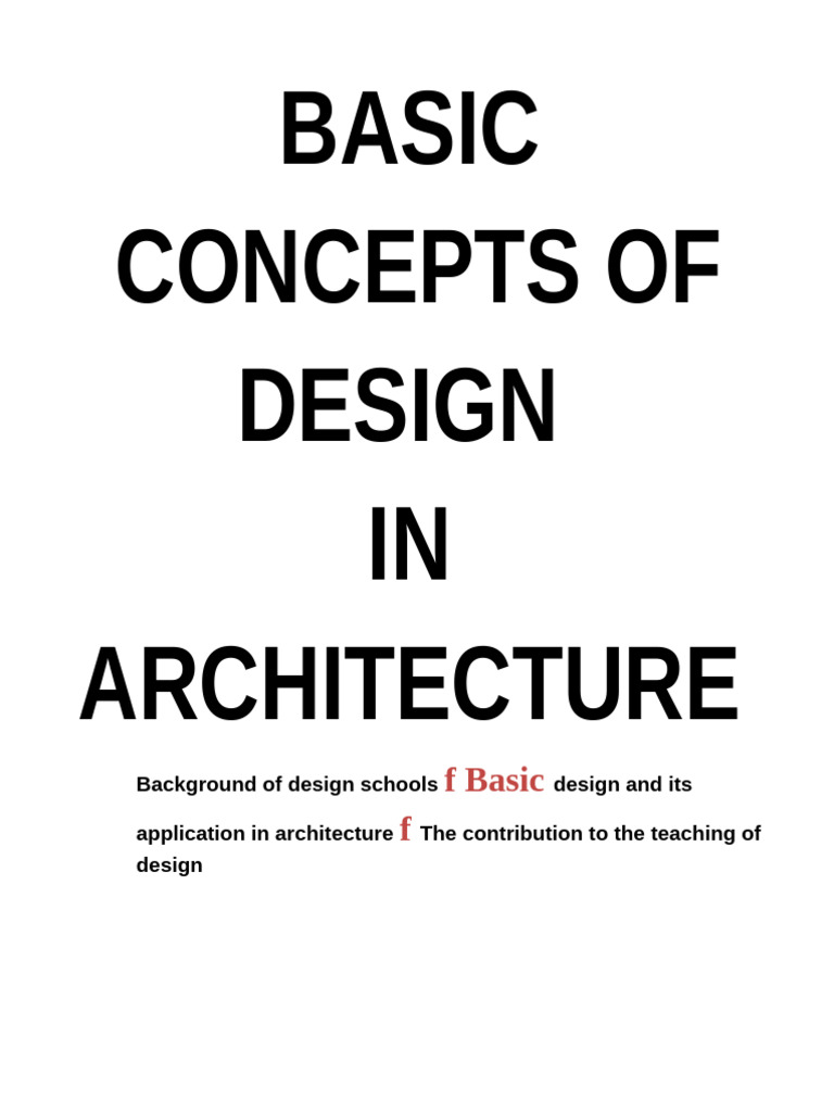 Basic Concepts of Design in Architecture | PDF