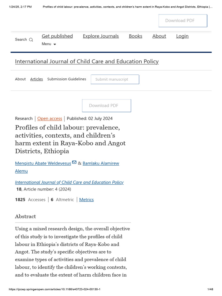 Profiles of Child Labour: Prevalence, Activities, Contexts, and Children's Harm Extent in Raya ...