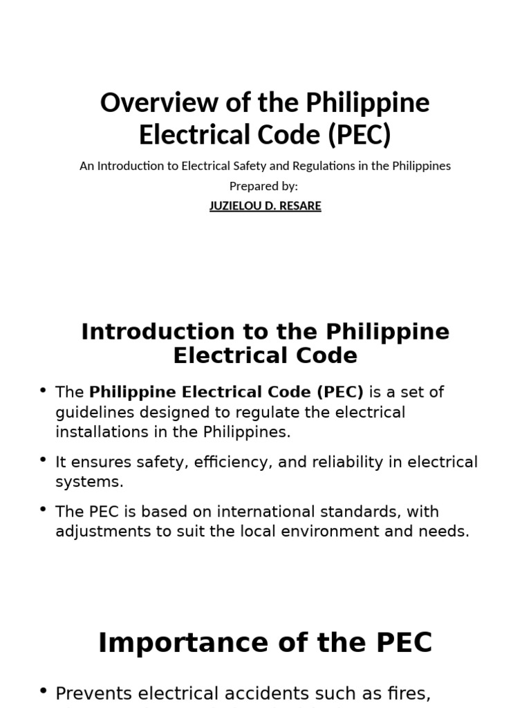 Overview of The Philippine Electrical Code (PEC | PDF | Electrical ...