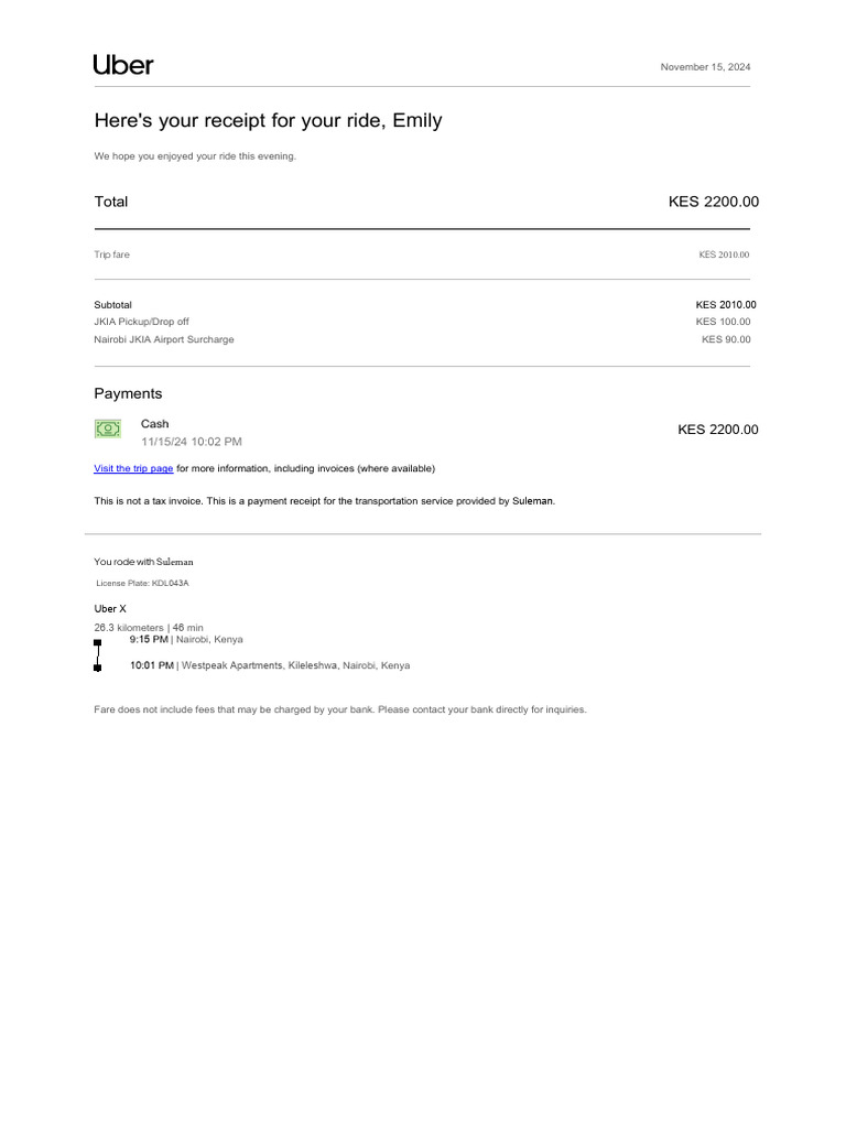 EMC - Uber Receipt - 15nov2024 - Emiliana M - Airport Transfer | PDF