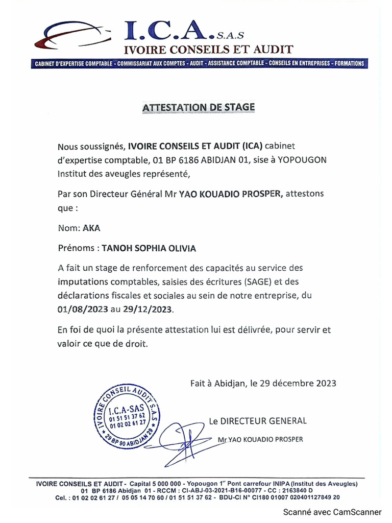 Attestation de Stage Formation | PDF