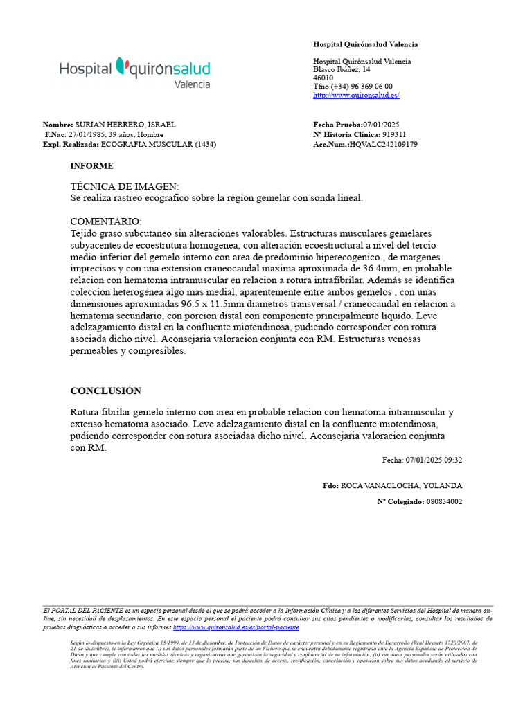 informePDF Rotura Gemelo | PDF | Especialidades Medicas | Medicina