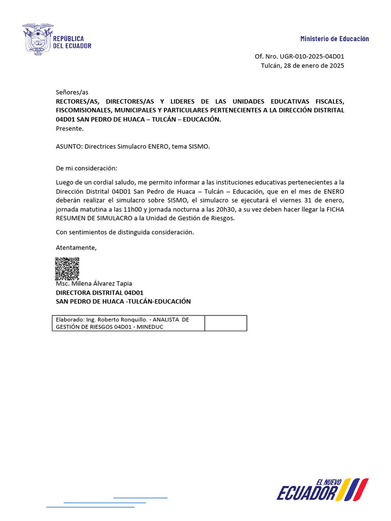 Elaborado: Ing. Roberto Ronquillo. - ANALISTA DE Gestión de Riesgos ...
