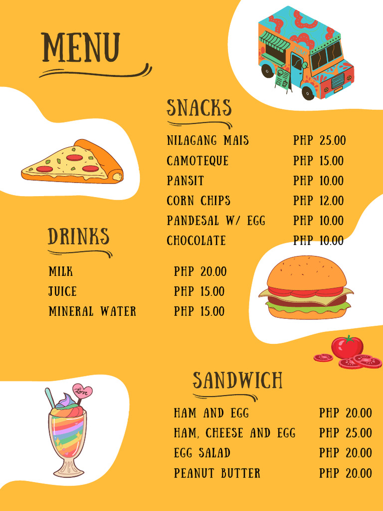 Yellow Food Truck Menu | PDF