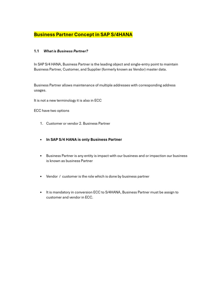 SAP Business Partner Management Overview | PDF | Business | Information ...