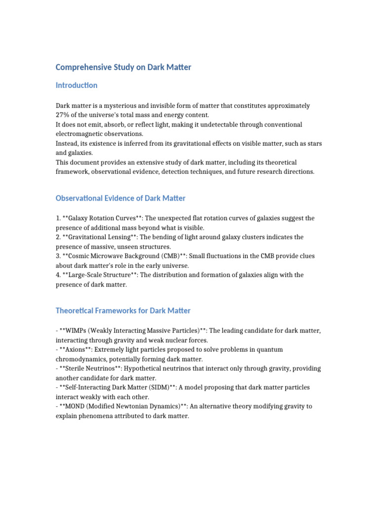Dark Matter Comprehensive Study | PDF | Dark Matter | Matter