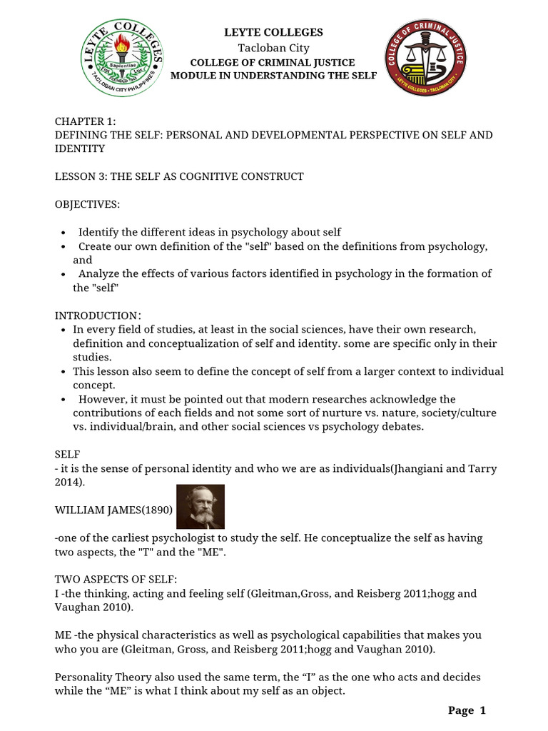 Uts Chapter1lesson 3 Module | PDF | Self Esteem | Self Concept