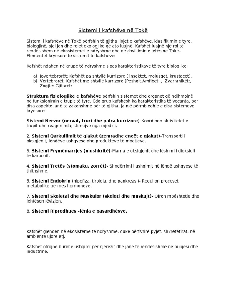 Sistemi I Kafshëve Në Tokë | PDF