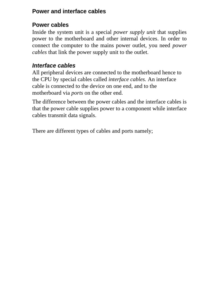 Power and Interface Cables Power Cables | PDF | Usb | Office Equipment