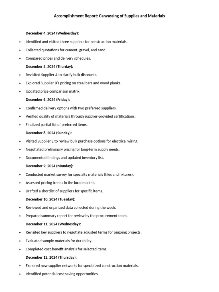 Accomplishment Report | PDF | Supply Chain | Procurement