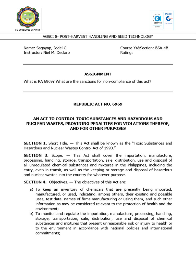 RA 6969_AGSCI8 | PDF | Radioactive Waste | Toxicity