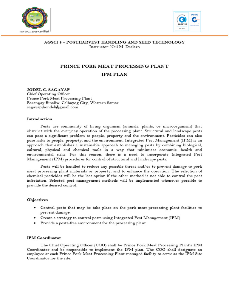 IPM Plan - SAGAYAP - AgSci8 | PDF | Pesticide | Pest Control