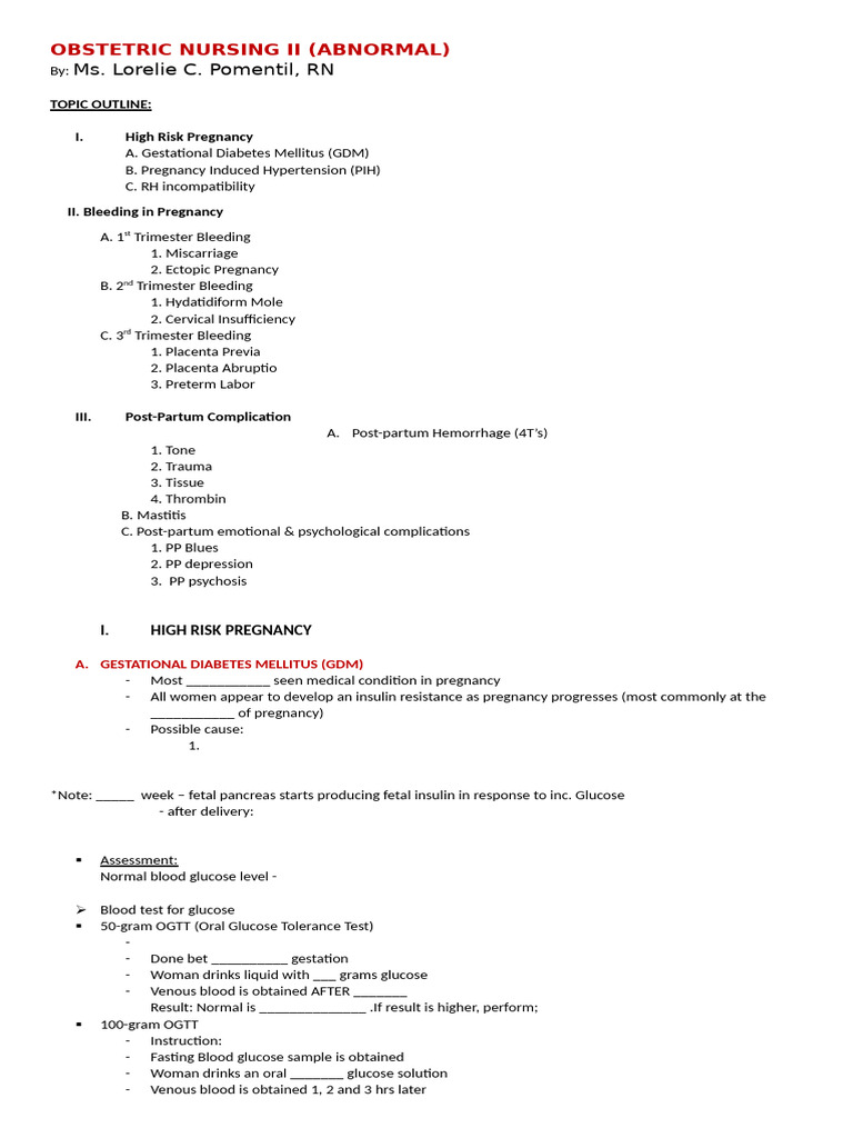 HANDOUT_OB-Abnormal | PDF | Miscarriage | Pregnancy