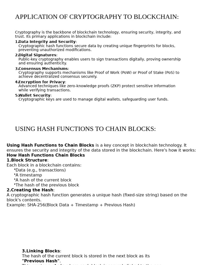 Application of Cryptography to Blockchain | PDF | Cryptography | Public Key Cryptography