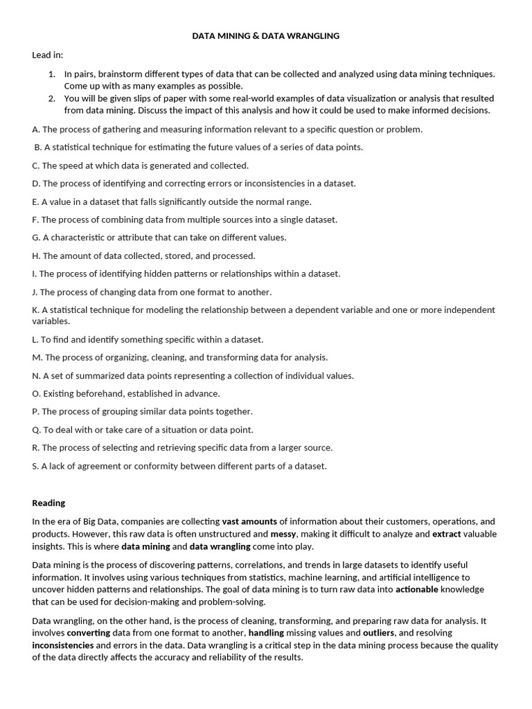 Data Mining and Wrangling | PDF | Data Analysis | Data