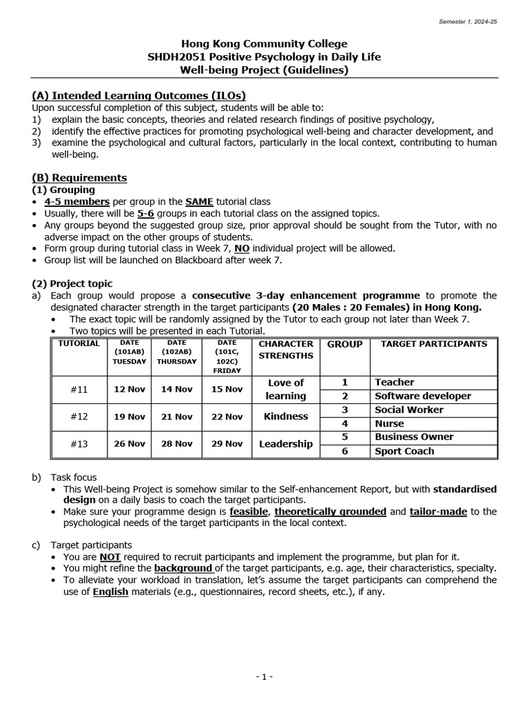 Group Project - Well-Being Project (Guidelines) 30 - 2 | PDF | Logic ...