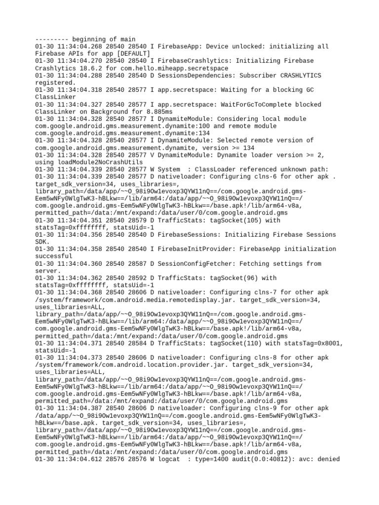 Com - Hello.miheapp - Secretspace Logcat | PDF | Software | System Software