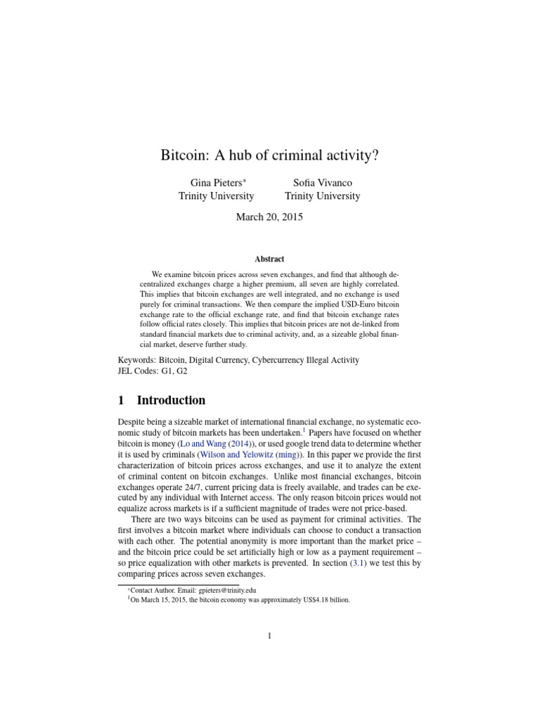 Bitcoin - A Hub of Criminal Activity | PDF | Bitcoin | Exchange Rate