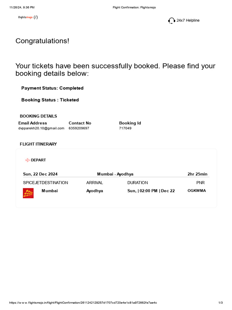Flight Booking Confirmation | PDF | Aviation