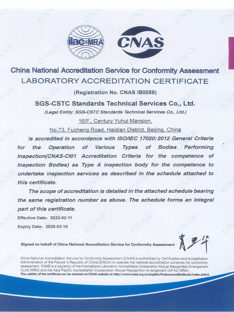 Cnas17020 Sgs | PDF