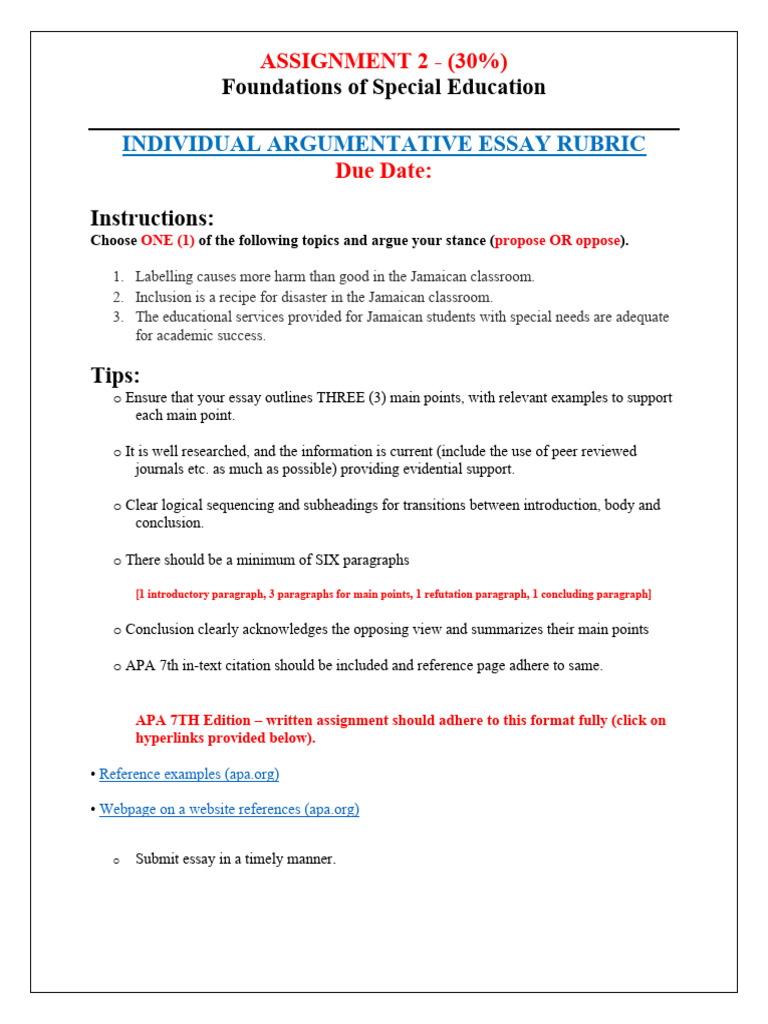 Special Ed Assignment | PDF | Essays | Apa Style