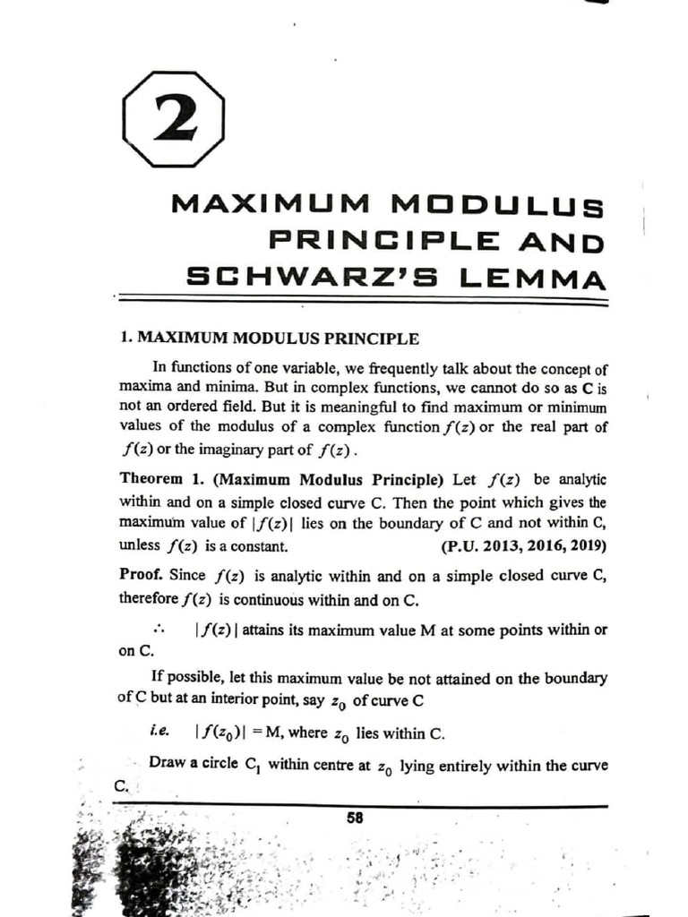 2 Maximum Modulus Principle, Schwarz Lemma - Batch Compress | PDF