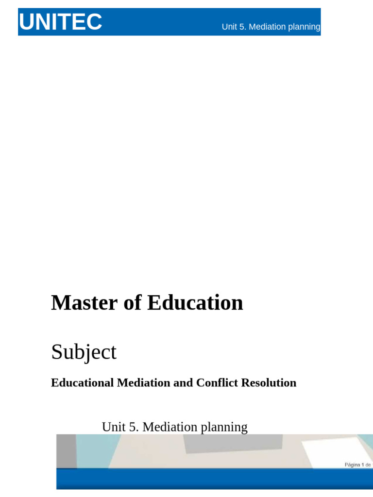 Unit 5. Planning of Mediation (2) | PDF | Mediation | Thought