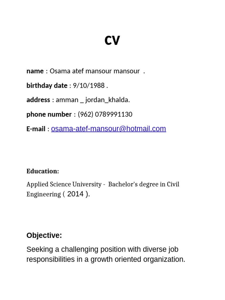 CV Osama | PDF