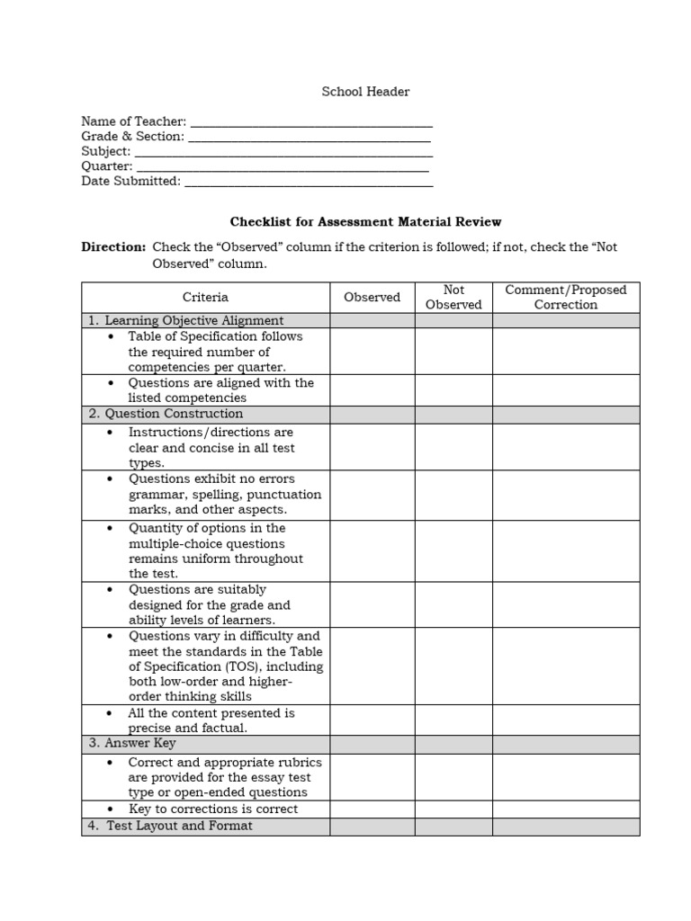 cid-45-Assessment-Material-Checklist-v7 | PDF | Cognition | Human Communication