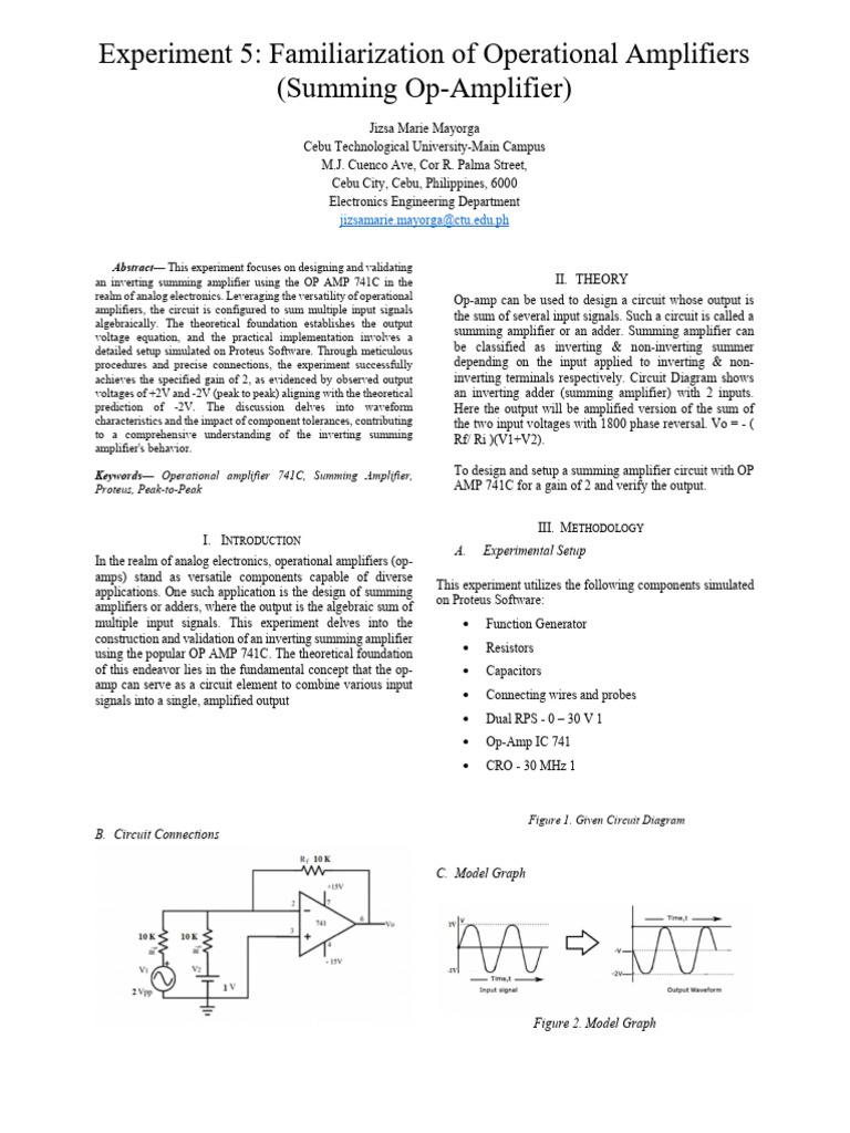 Summing | PDF | Operational Amplifier | Amplifier