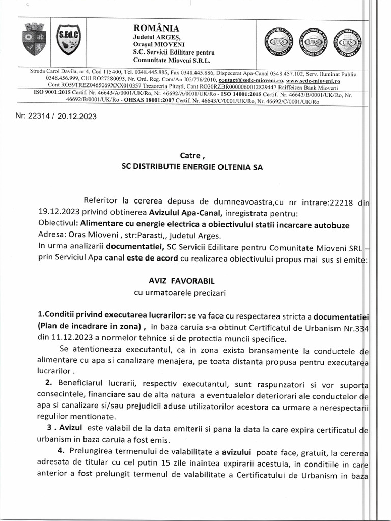 Aviz Statii incarcarte autobuze | PDF