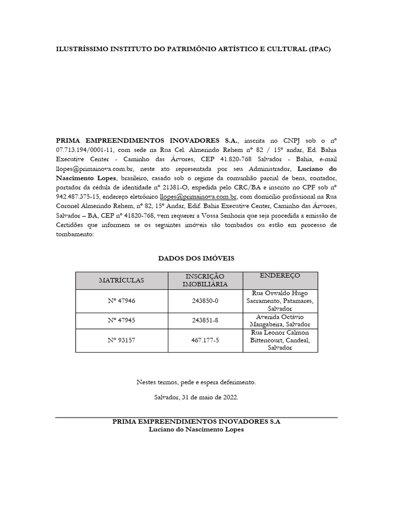 Requerimento - IPAC | PDF