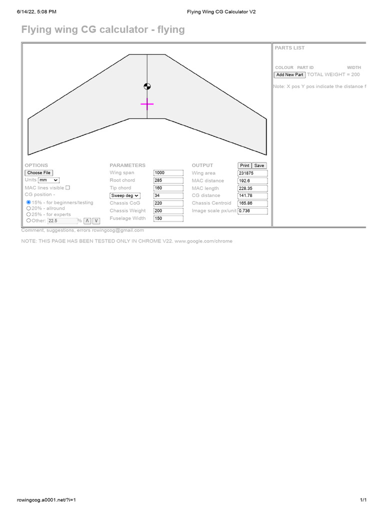 Flying Wing CG Calculator V2 | PDF