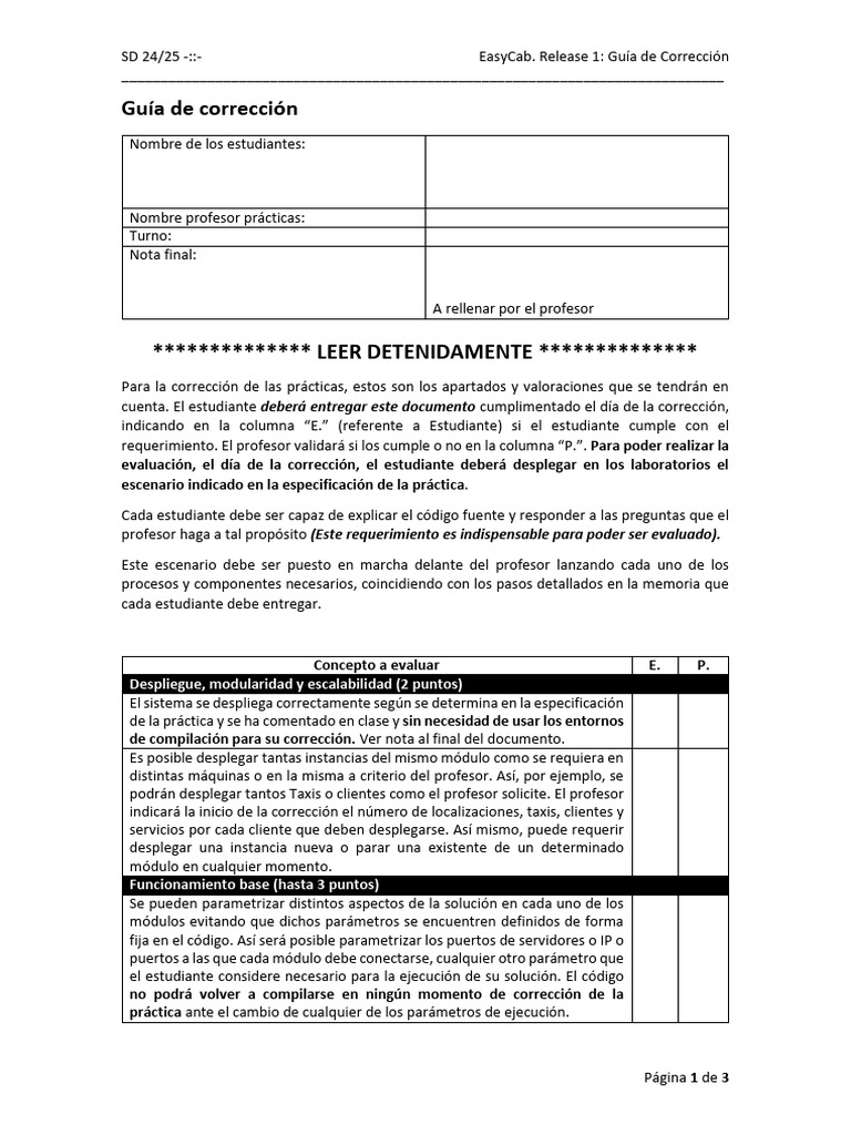 Guía de Corrección EasyCab | PDF | Servidor (Computación) | Ordenador portátil