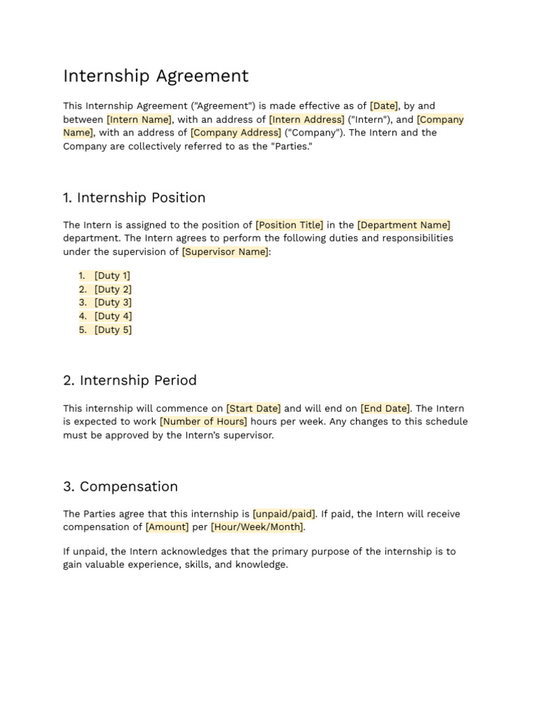 Internship_Contract | PDF | Internship | Job Hunting