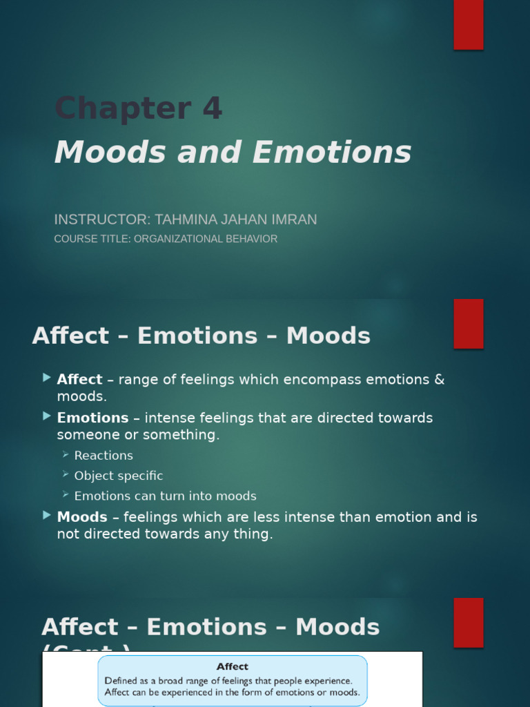 Chap 4.emotions - Moods | PDF | Emotions | Mental Health