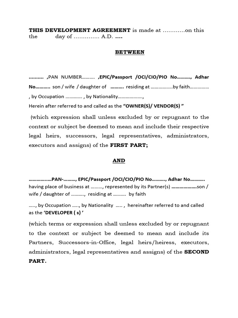 Development Agreement | PDF | Deed | Conveyancing