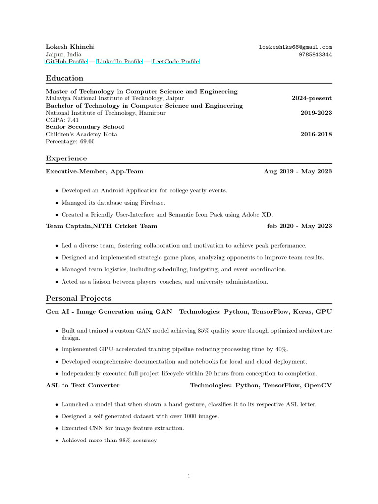 Lokesh Khinchi Resume | PDF | Information Technology | Computing