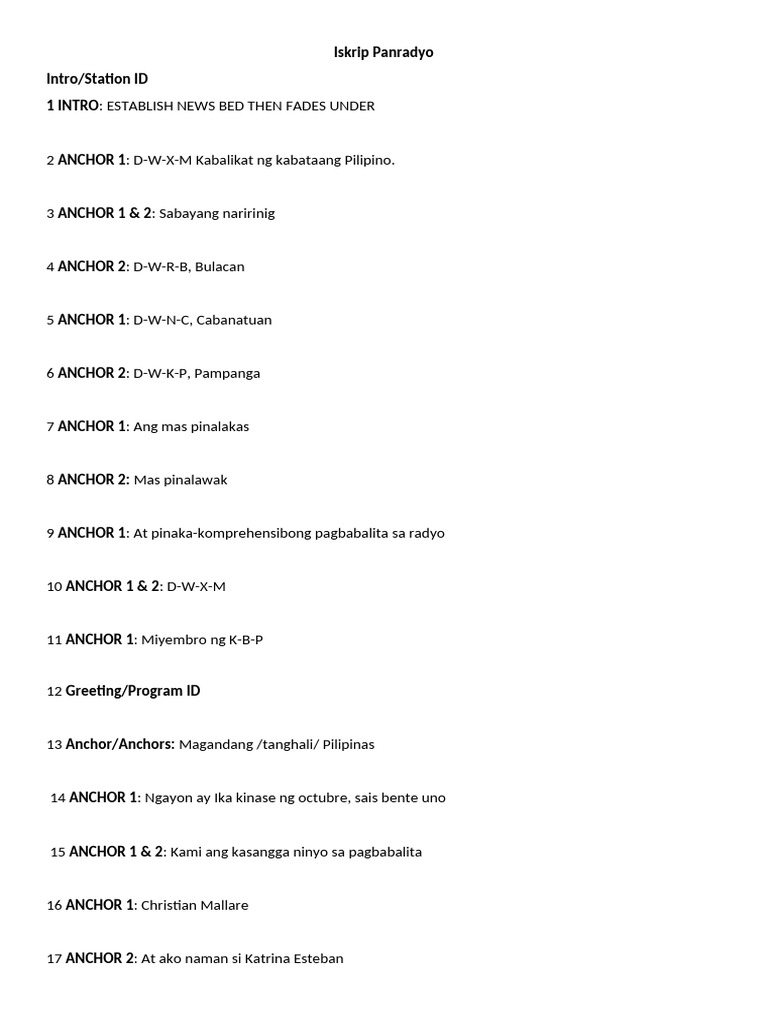 Iskrip Panradyo | PDF