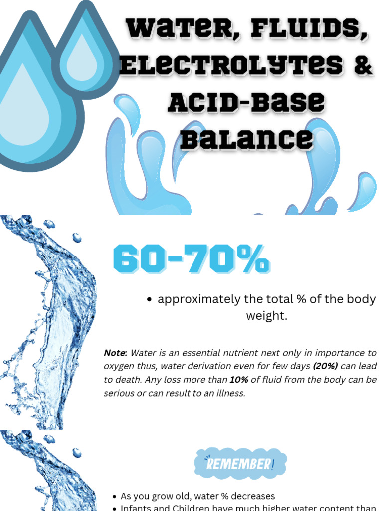Water Fluids Electrolytes and Acid Base Balance | PDF | Human Body | Ph