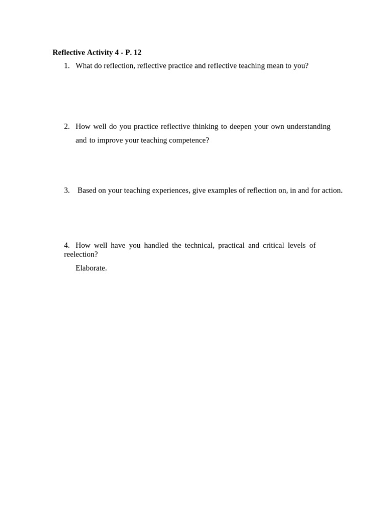 Reflective Activity 4 | PDF