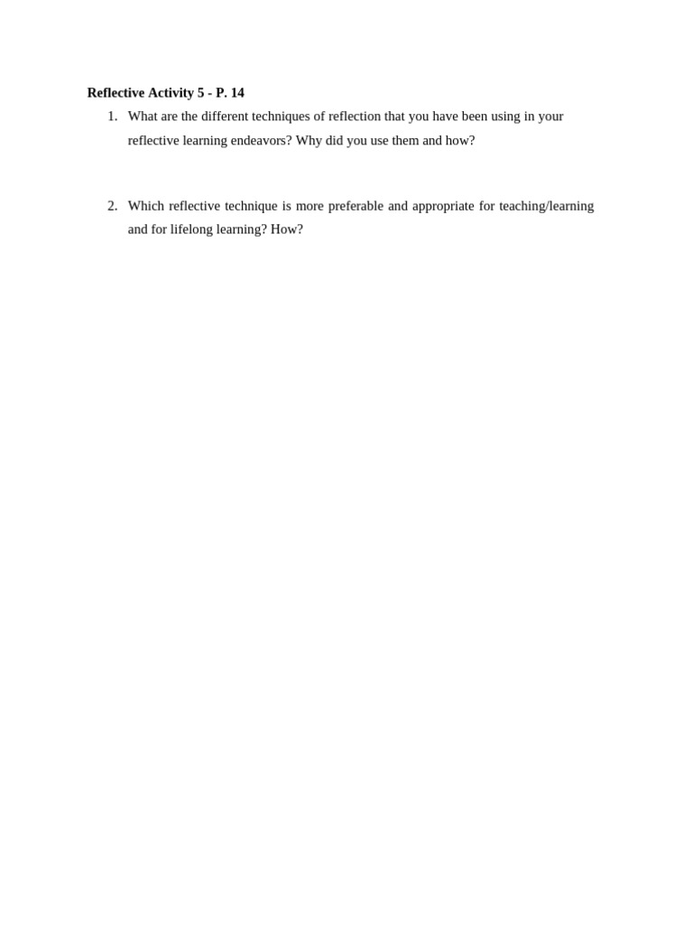 Reflective Activity 5 | PDF