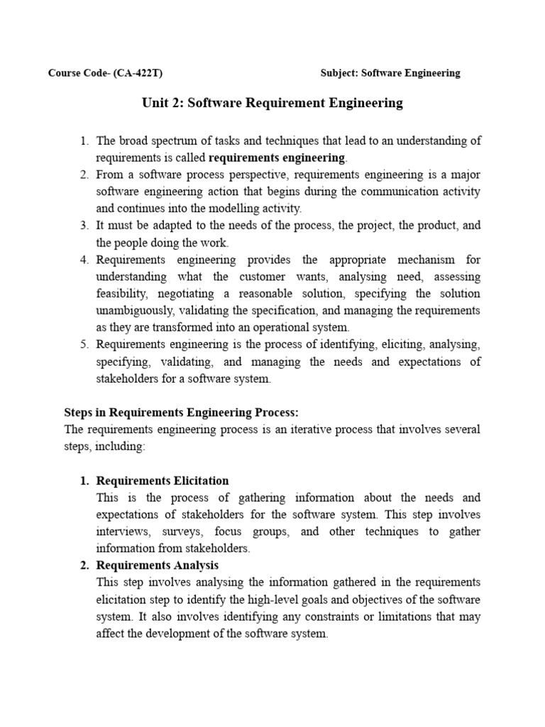Unit 2_ Software Requirement Engineering | PDF | Conceptual Model ...