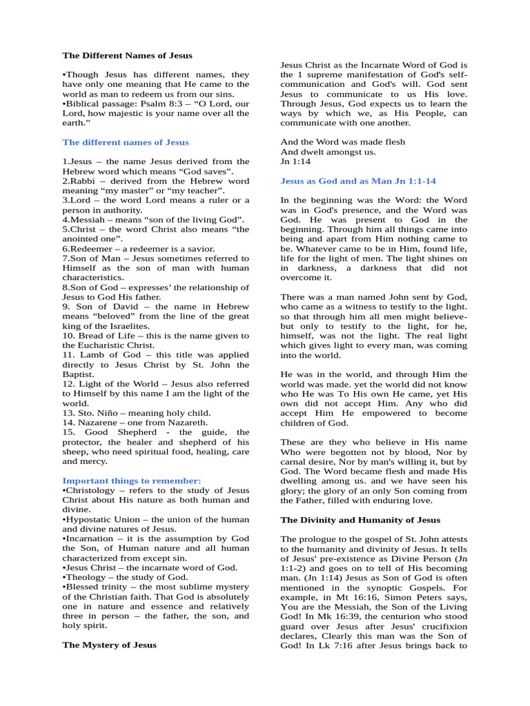 Christology Pdf Jesus Gospel Of John