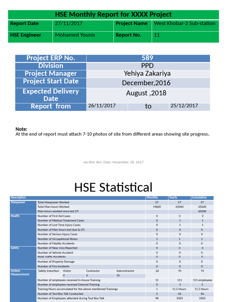 HSE Monthly Report For West Khobar Project Project 589.no2017 Dec ...