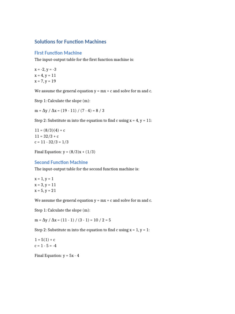 Linear Equations for Function Machines | PDF
