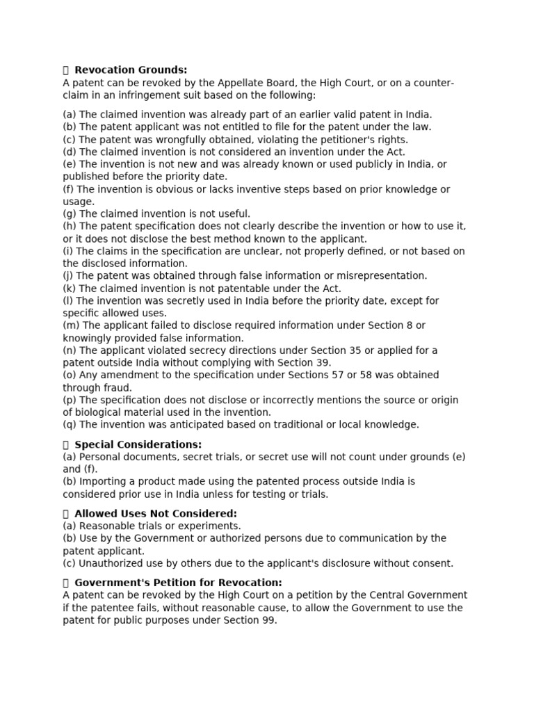 Revocation Of patent | PDF | Patent | Business Law