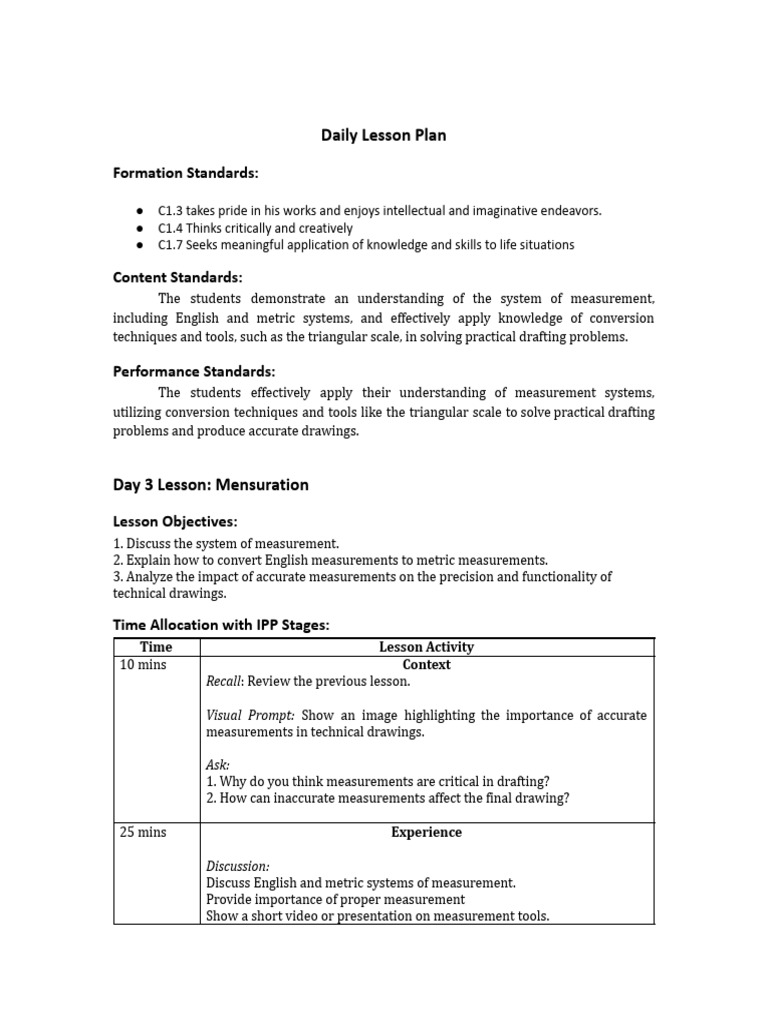 G8-Mensuration Lesson Plan | PDF | Measurement | Technical Drawing