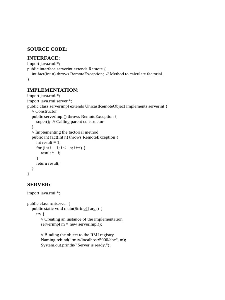 Factorial Rmi Java | PDF